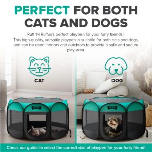 Ruff 'N Ruffus Portable Foldable Pet Playpen + Carrying Case + Travel Bowl | Available in 3 Sizes Indoor/Outdoor Water-Resistant Removable Shade Cover