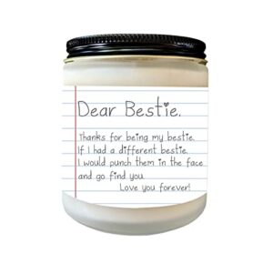 dear bestie gift cute gift for bestie birthday gift friendship gift funny gift for friend hilarious birthday gift for her best friend candle