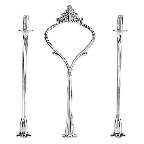 (Pack of 3) Multi-tiers Cake Cupcake Tray Stand Handle Fruit Plate Hardware Fitting Holder(3-tiers Crown-Silver)