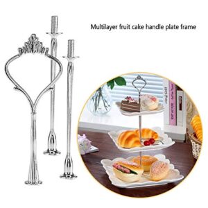 (Pack of 3) Multi-tiers Cake Cupcake Tray Stand Handle Fruit Plate Hardware Fitting Holder(3-tiers Crown-Silver)