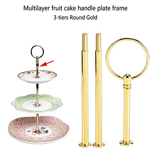 (Pack of 3) Multi-tiers Cake Cupcake Tray Stand Handle Fruit Plate Hardware Fitting Holder(3-tiers Crown-Silver)