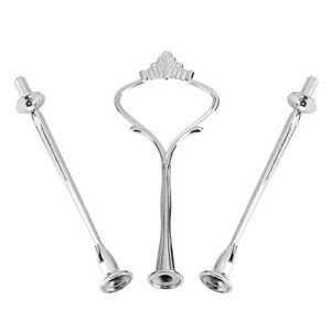 (Pack of 3) Multi-tiers Cake Cupcake Tray Stand Handle Fruit Plate Hardware Fitting Holder(3-tiers Crown-Silver)