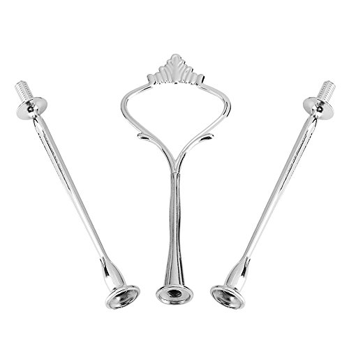 (Pack of 3) Multi-tiers Cake Cupcake Tray Stand Handle Fruit Plate Hardware Fitting Holder(3-tiers Crown-Silver)