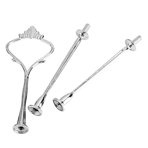 (Pack of 3) Multi-tiers Cake Cupcake Tray Stand Handle Fruit Plate Hardware Fitting Holder(3-tiers Crown-Silver)