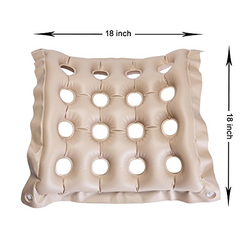 Inflatable Seat Cushion Portable Chair Cushion for Office Wheelchair Travel Cars Airplanes Coccyx Tailbone Sciatica Ideal for Daily Use Prolonged Sitting Relief, 1Pack Khaki