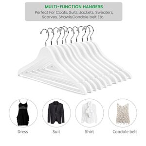 Nature Smile White Wooden Coat Hangers 16 Pack Premium Solid Wood Suit Clothes Hangers with Pants Bar