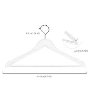 Nature Smile White Wooden Coat Hangers 16 Pack Premium Solid Wood Suit Clothes Hangers with Pants Bar