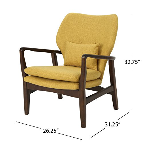 Christopher Knight Home Ventura Mid Century Modern Fabric Club Chair, Mustard, 31.25D x 26.25W x 32.75H Inch