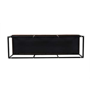 HomePop Faux Leather Button Tufted Decorative Bench with Metal Base, Brown