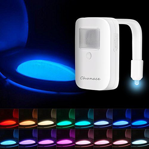 Chunace Rechargeable Toilet Night Light, LED Toilet Bowl Nightlights with Motion Activated Sensor - Fun Bathroom Accessory Cool Gadgets for Home Decor Unique Stocking Stuffers for Kids