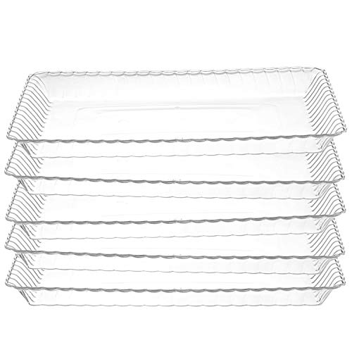 4 Pack Rectangular Plastic Trays, Heavyweight Disposable Serving Party Platters,