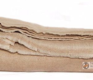 Handicraft Mart Himalayan Extra Large Cashmere Throw,Natural Cashmere Blanket 90" x 108",Hand Made in Nepal … (Beige)