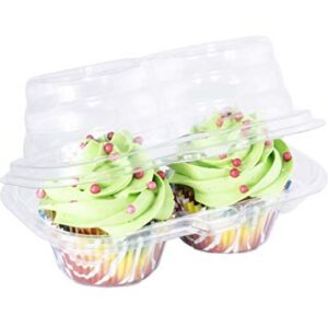 Katgely 2 Compartment Cupcake Container - Deep Cupcake Carrier Holder Box - BPA-Free - Clear Plastic Stackable (50)