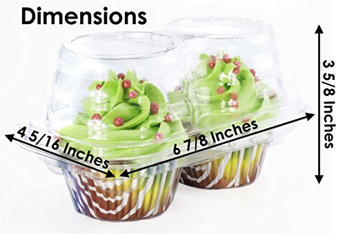 Katgely 2 Compartment Cupcake Container - Deep Cupcake Carrier Holder Box - BPA-Free - Clear Plastic Stackable (50)