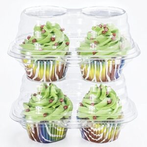 Katgely 2 Compartment Cupcake Container - Deep Cupcake Carrier Holder Box - BPA-Free - Clear Plastic Stackable (50)