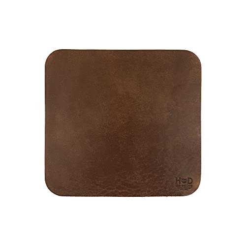 Hide & Drink, Thick Leather Durable Mouse Pad, Executive Work Desk & Office Essentials Handmade (Bourbon Brown)