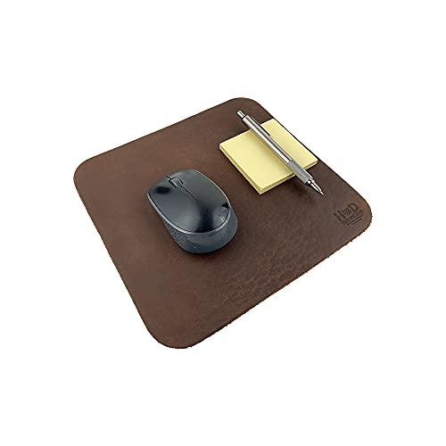 Hide & Drink, Thick Leather Durable Mouse Pad, Executive Work Desk & Office Essentials Handmade (Bourbon Brown)