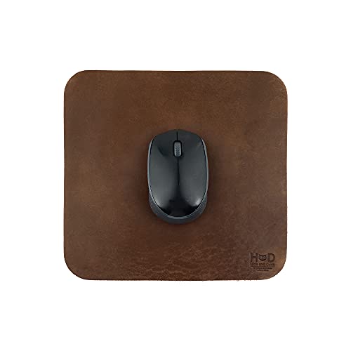 Hide & Drink, Thick Leather Durable Mouse Pad, Executive Work Desk & Office Essentials Handmade (Bourbon Brown)