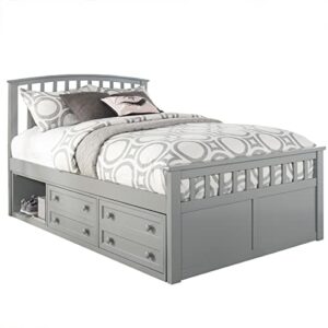 hillsdale furniture charlie captains bed with one storage unit, full, gray