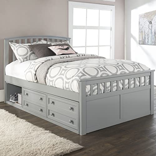 Hillsdale Furniture Charlie Captains Bed With One Storage Unit, Full, Gray