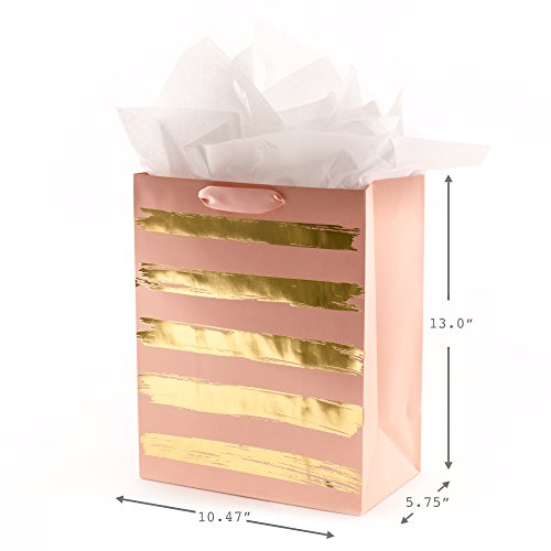 Hallmark Assorted Birthday Gift Bag Bundle with Tissue Paper (1 Medium and 2 Large Bags, Gold and Pink)