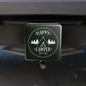 Happy Camper with Campfire Tow Trailer Hitch Cover Plug Insert 2"