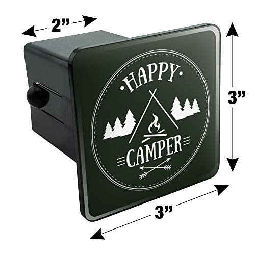 Happy Camper with Campfire Tow Trailer Hitch Cover Plug Insert 2"