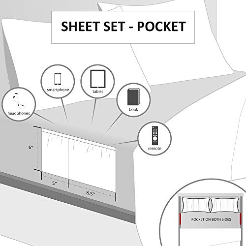 Intelligent Design Microfiber Bed Sheet Set with Side Pocket, Wrinkle Resistant, Soft Feel, Elastic 16" Deep Pocket, Modern All Season Cozy Bedding, Matching Pillow Case, Full, Grey 6 Piece