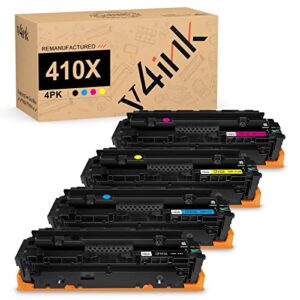 v4ink 4pk remanufactured toner cartridge replacement for hp 410a 410x cf410a cf410x cf411x cf412x cf413x toner ink set for hp color pro mfp m477fnw m477fdw m477fdn m452dn m452dw m452nw m377dw printer