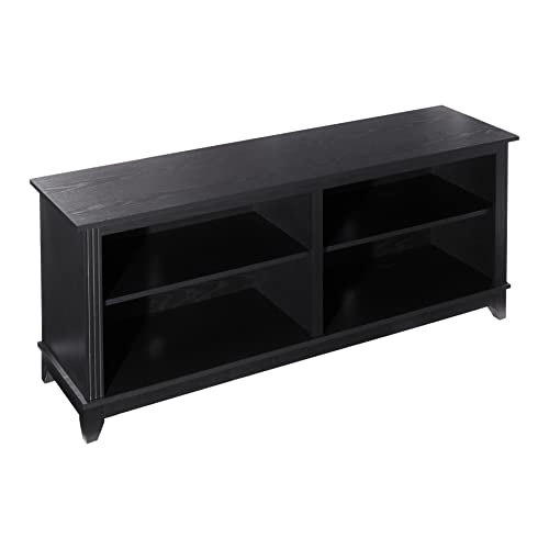 ROCKPOINT 58inch TV Stand Media Console for TV’s up to 65 Inches, Home Living Room Storage Console, Entertainment Center with 4 Open Storage Shelves, Modern TV Console Table (Black)