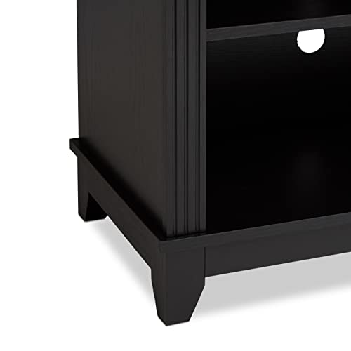 ROCKPOINT 58inch TV Stand Media Console for TV’s up to 65 Inches, Home Living Room Storage Console, Entertainment Center with 4 Open Storage Shelves, Modern TV Console Table (Black)