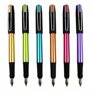 Hillento YIREN Fountain Pen Set, Student 6 Color Pen Set, Black Cap, Plastic(Golden, Blue, Green, Purple, Red, Orange)