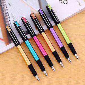 Hillento YIREN Fountain Pen Set, Student 6 Color Pen Set, Black Cap, Plastic(Golden, Blue, Green, Purple, Red, Orange)