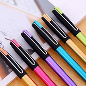 Hillento YIREN Fountain Pen Set, Student 6 Color Pen Set, Black Cap, Plastic(Golden, Blue, Green, Purple, Red, Orange)