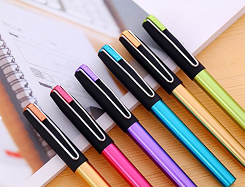 Hillento YIREN Fountain Pen Set, Student 6 Color Pen Set, Black Cap, Plastic(Golden, Blue, Green, Purple, Red, Orange)