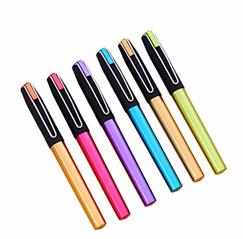 Hillento YIREN Fountain Pen Set, Student 6 Color Pen Set, Black Cap, Plastic(Golden, Blue, Green, Purple, Red, Orange)