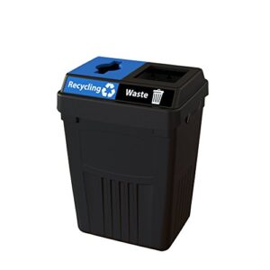 cleanriver flex e bin - 50 gallons | 2-in-1 streams | recycling & waste basket | black color