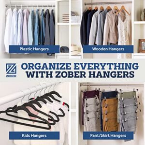 Zober Plastic Hangers 50 Pack - Standard Set of Clothes Hangers for Coats, Jackets & Pants - Slim Coat Hanger Set for Everyday Use - Clothing Hangers w/Hooks - Heavy Duty Hangers, White