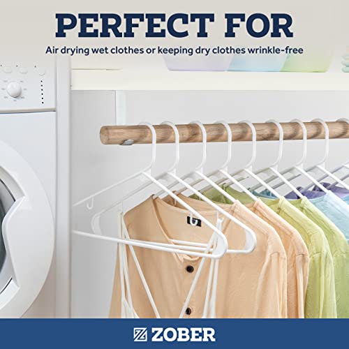 Zober Plastic Hangers 50 Pack - Standard Set of Clothes Hangers for Coats, Jackets & Pants - Slim Coat Hanger Set for Everyday Use - Clothing Hangers w/Hooks - Heavy Duty Hangers, White