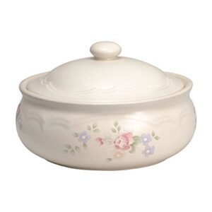 pfaltzgraff tea rose covered serve dish, white