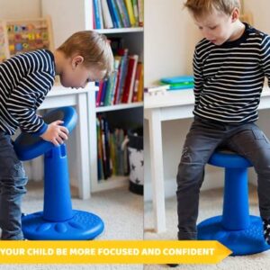 Studico ActiveChairs Kids Wobble Chair, Flexible Classroom Seating Improves Focus, Posture & Helps ADHD/ADD. Get The Wiggles Out, Active Fidget Desk Chairs, Pre-Teen 17.75" Stool, Ages 7-12, Blue