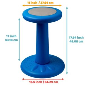 Studico ActiveChairs Kids Wobble Chair, Flexible Classroom Seating Improves Focus, Posture & Helps ADHD/ADD. Get The Wiggles Out, Active Fidget Desk Chairs, Pre-Teen 17.75" Stool, Ages 7-12, Blue