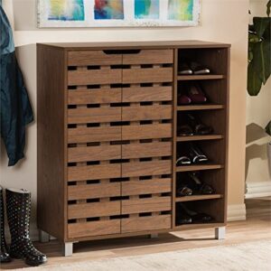 Hawthorne Collections Modern Contemporary 2 Door Wood Shoe Storage Cabinet in Walnut