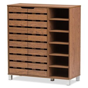 Hawthorne Collections Modern Contemporary 2 Door Wood Shoe Storage Cabinet in Walnut