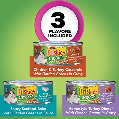 Purina Friskies Indoor Wet Cat Food Variety Pack, Indoor - (24) 5.5 oz. Cans