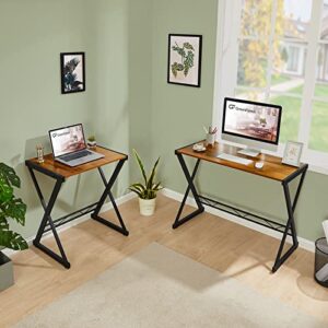 GreenForest L Shaped Desk 58” Reversible Corner Computer Desk with Movable Shelf and CPU Stand, Gaming Desk with Sturdy X Leg Space Saving Home Office Workstation Table, Walnut