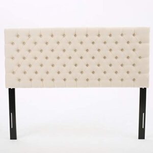 christopher knight home jezebel fabric headboard, queen / full, beige