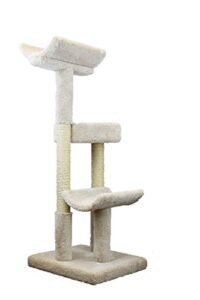 prestige cat trees 130077-beige double scratching post cat tower tree