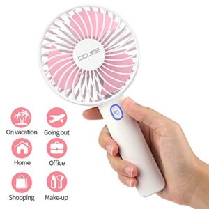 OCUBE Mini Handheld Fan,Small Personal Portable Hand Held Fan with 7 Color LED Light Base,Operated USB Rechargeable Desk Fan,3 Speeds Electric Lash Fan for Makeup (Pink)