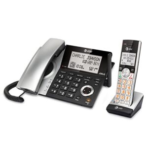 AT&T CL84107 DECT 6.0 Expandable Corded/Cordless Phone with Smart Call Blocker, Black/Silver with 1 Handset